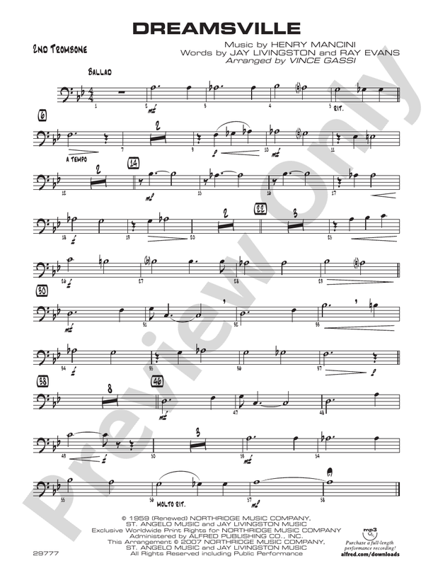 Dreamsville: 2nd Trombone: 2nd Trombone Part - Digital Sheet Music Download
