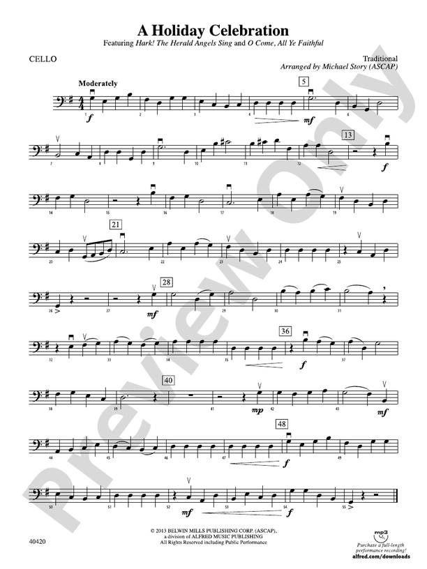 A Holiday Celebration: Cello: Cello Part - Digital Sheet Music Download