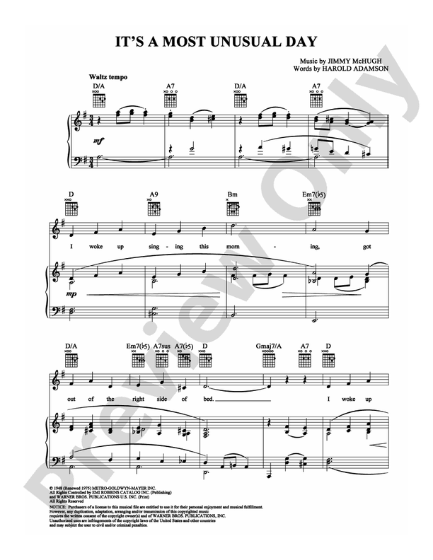 It's a Most Unusual Day: Piano/Vocal/Chords: Jimmy McHugh - Digital ...