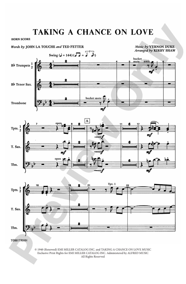 Taking a Chance on Love: Choral Octavo InstruPax: Vernon Duke - Digital ...