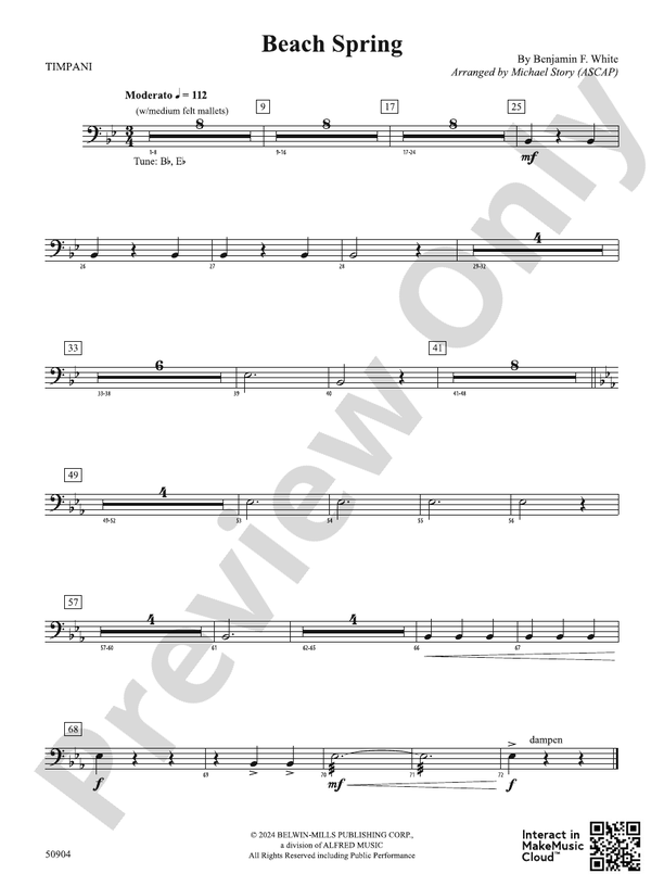 Beach Spring: Timpani: Timpani Part - Digital Sheet Music Download