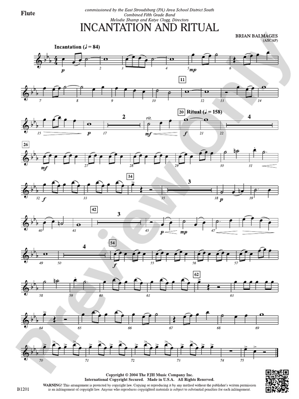 Incantation and Ritual: Flute: Flute Part: Brian Balmages - Digital ...