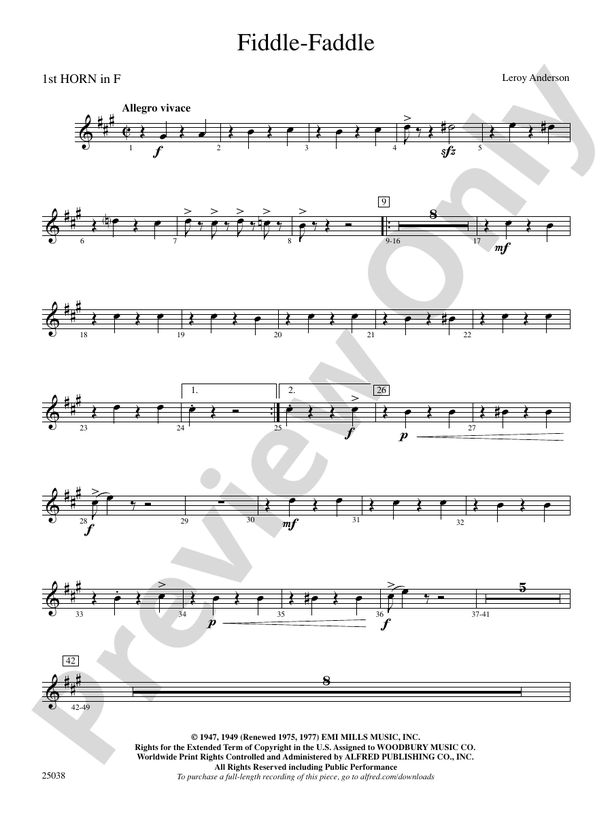 Fiddle-Faddle: 1st F Horn: 1st F Horn Part - Digital Sheet Music Download
