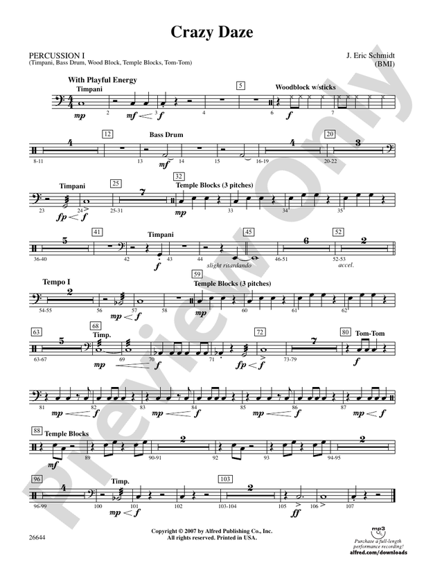 Crazy Daze: 1st Percussion: 1st Percussion Part - Digital Sheet Music ...