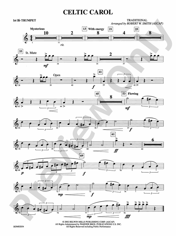 Celtic Carol: 1st B-flat Trumpet: 1st B-flat Trumpet Part - Digital ...