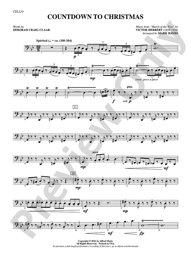 Countdown to Christmas: Cello: Cello Part - Digital Sheet Music Download