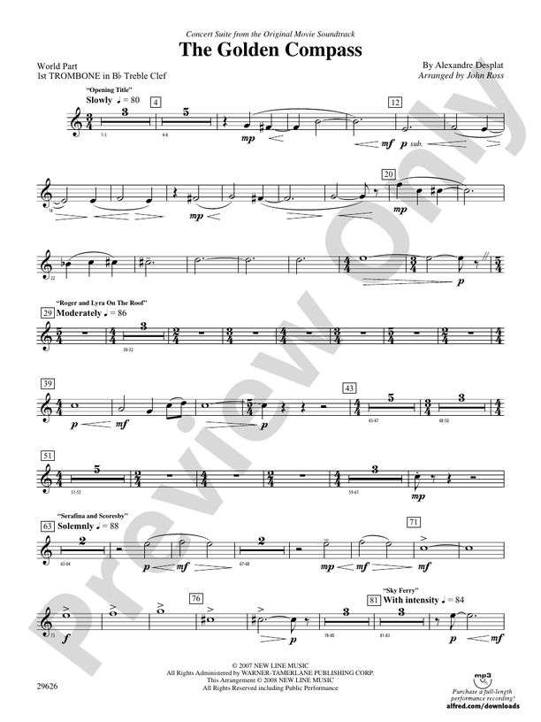 The Golden Compass: (wp) 1st B-flat Trombone T.C.: (wp) 1st B-flat ...