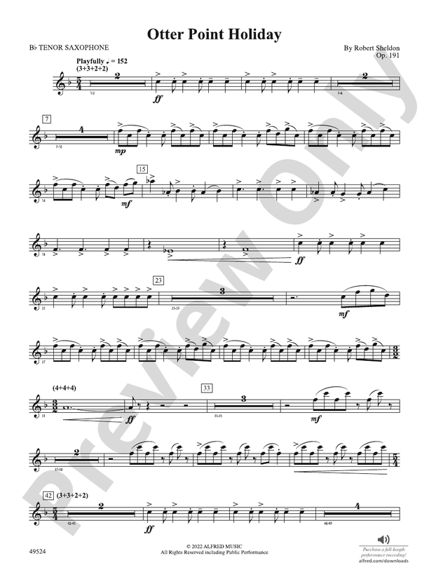 Otter Point Holiday: B-flat Tenor Saxophone: B-flat Tenor Saxophone Part - Digital Sheet Music ...
