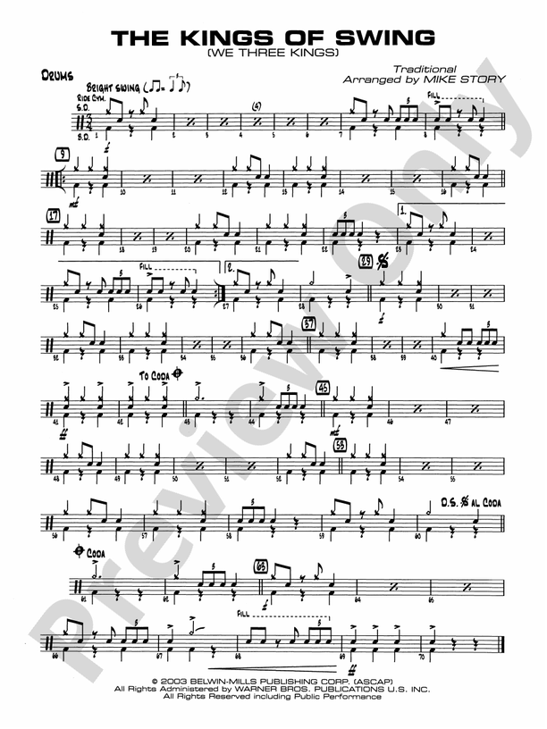 The Kings of Swing (We Three Kings): Drums: Drums Part - Digital Sheet ...