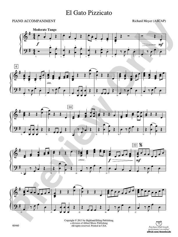 El Gato Pizzicato: Piano Accompaniment: Piano Accompaniment Part ...