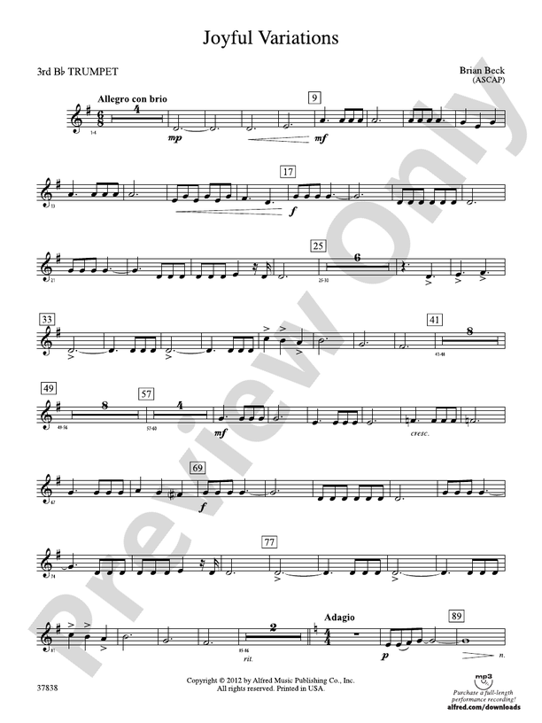 Joyful Variations: 3rd B-flat Trumpet: 3rd B-flat Trumpet Part ...