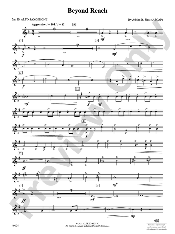 Beyond Reach: 2nd E-flat Alto Saxophone: 2nd E-flat Alto Saxophone Part - Digital Sheet Music ...