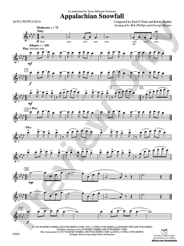 Appalachian Snowfall: Flute: Flute Part - Digital Sheet Music Download
