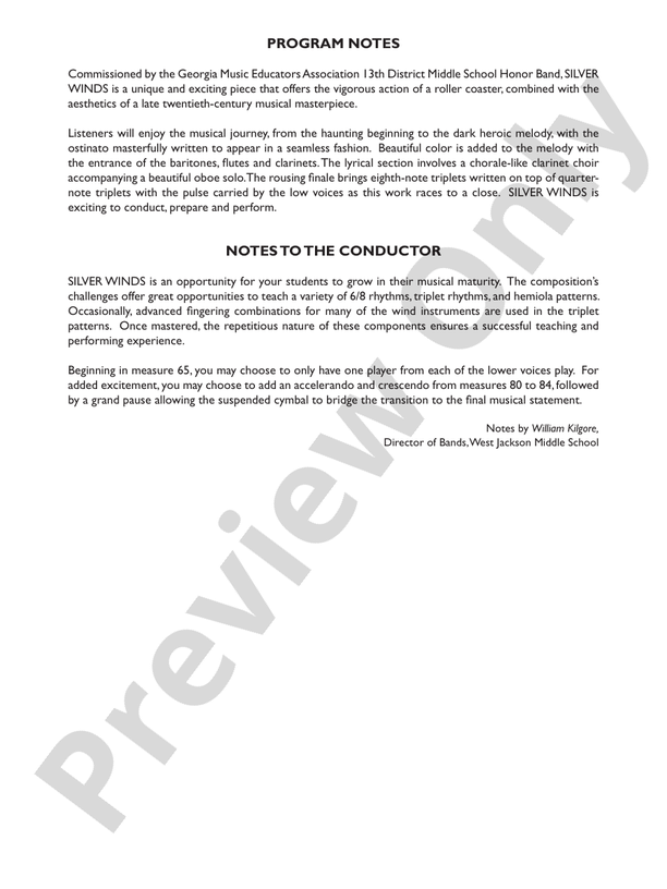 Silver Winds: Concert Band Conductor Score & Parts: Victor Lopez ...