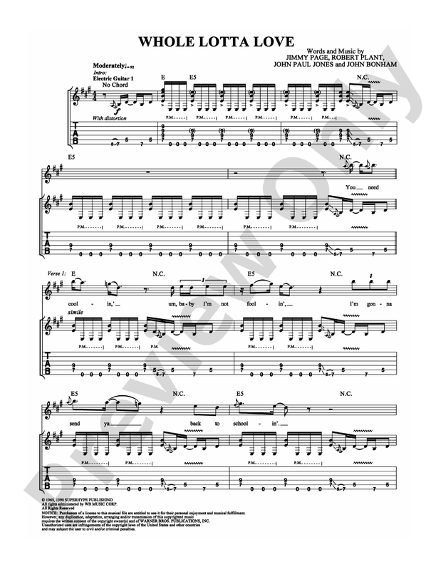 Whole Lotta Love: Guitar TAB: Led Zeppelin - Digital Sheet Music Download