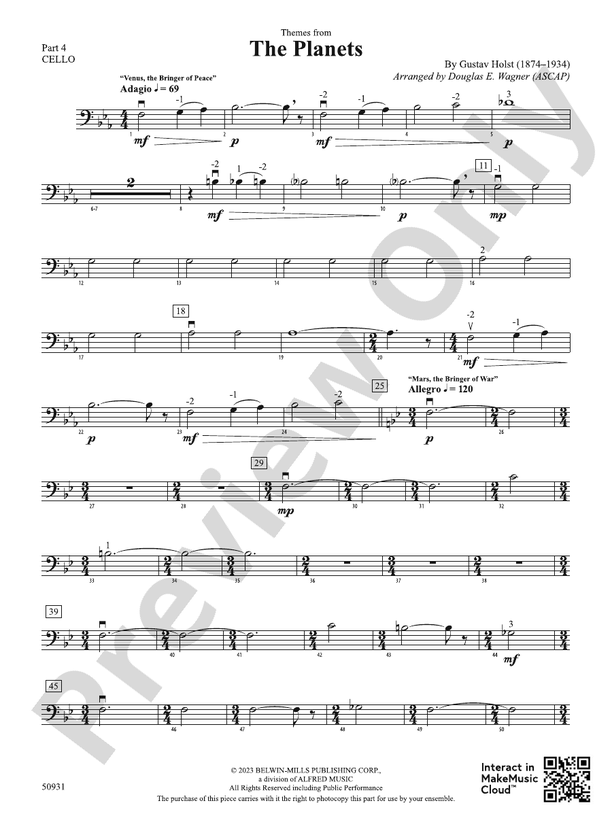 The Planets: Part 4 - Cello: Part 4 - Cello Part - Digital Sheet Music ...