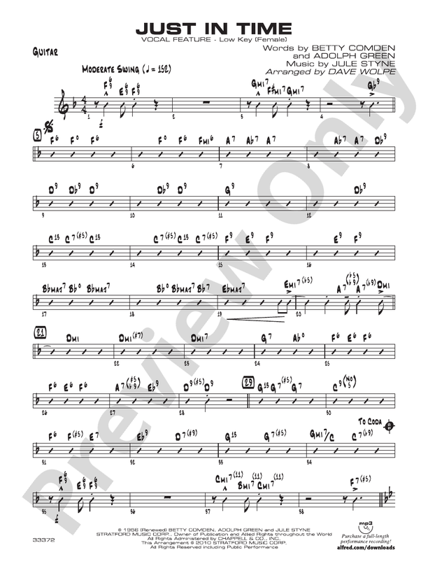 Just in Time: Guitar: Guitar Part - Digital Sheet Music Download