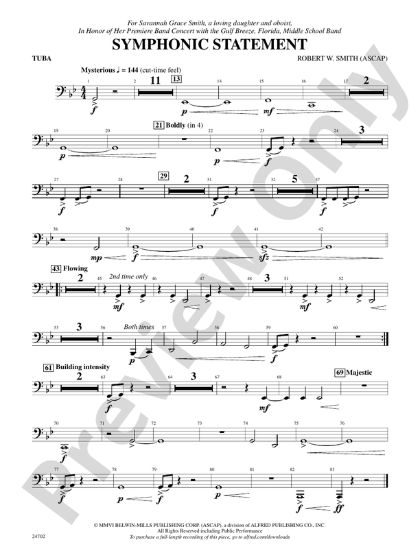 Symphonic Statement: Tuba: Tuba Part - Digital Sheet Music Download