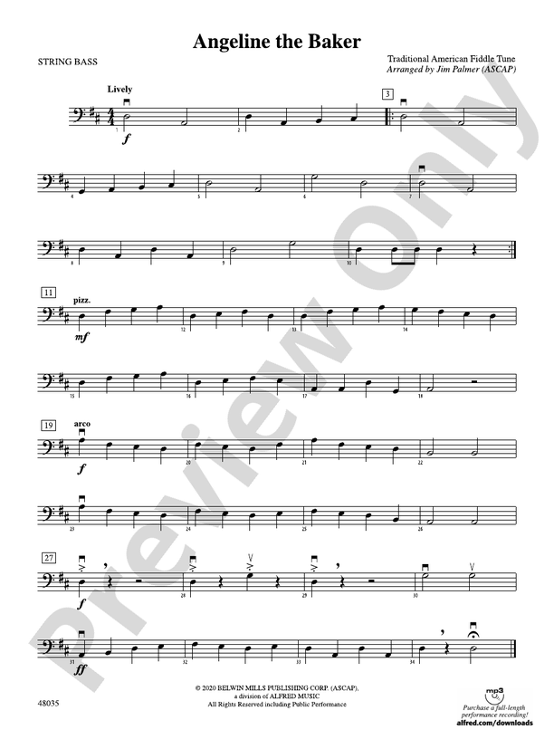 Angeline the Baker: String Bass: String Bass Part - Digital Sheet Music Download