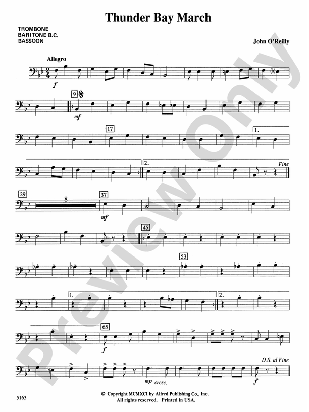 Thunder Bay March: 1st Trombone: 1st Trombone Part - Digital Sheet ...