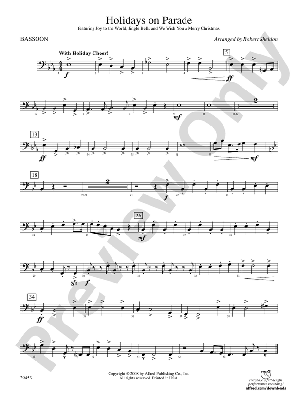 Holidays on Parade: Bassoon: Bassoon Part - Digital Sheet Music Download