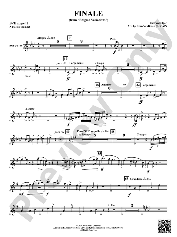 Finale (from "Enigma Variations"): 1st B-flat Trumpet: 1st B-flat ...