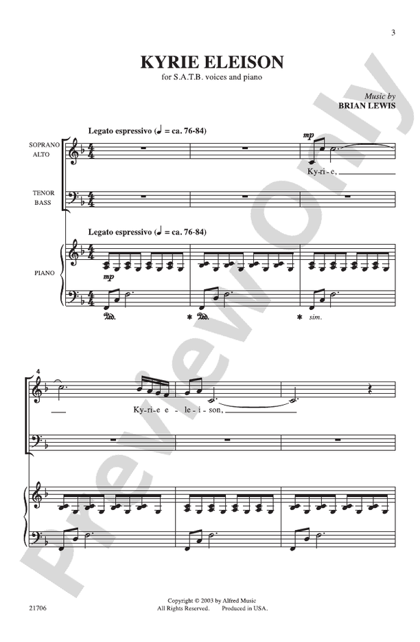 Kyrie Eleison: SATB Choral Octavo: Brian Lewis - Digital Sheet Music ...