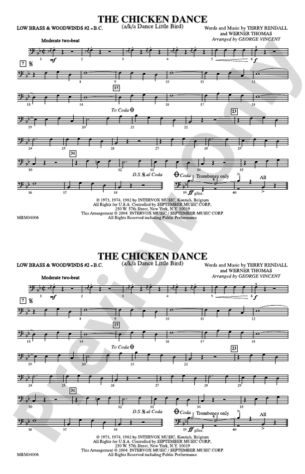 The Chicken Dance: Low Brass & Woodwinds #2 - Bass Clef: Low Brass ...