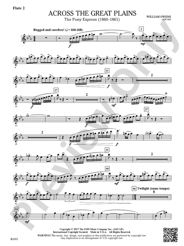 Across The Great Plains: Flute 2: Flute 2 Part: William Owens - Digital ...