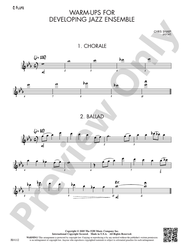 Warm-Ups for Developing Jazz Ensemble: Alternate C Flute (Doubles ...