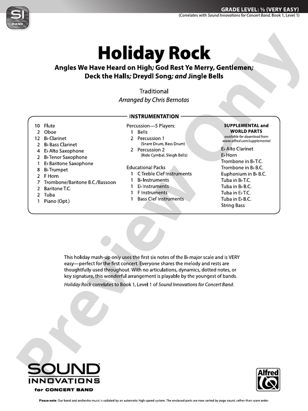 Holiday Rock: Score: Concert Band Score - Digital Sheet Music Download