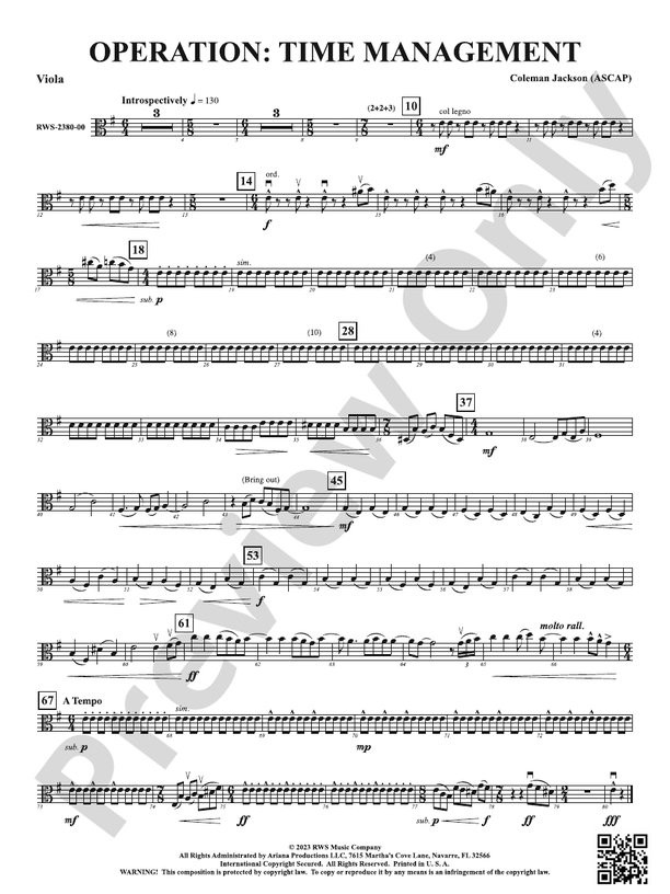 Operation: Time Management: Viola: Viola Part: Coleman Jackson ...