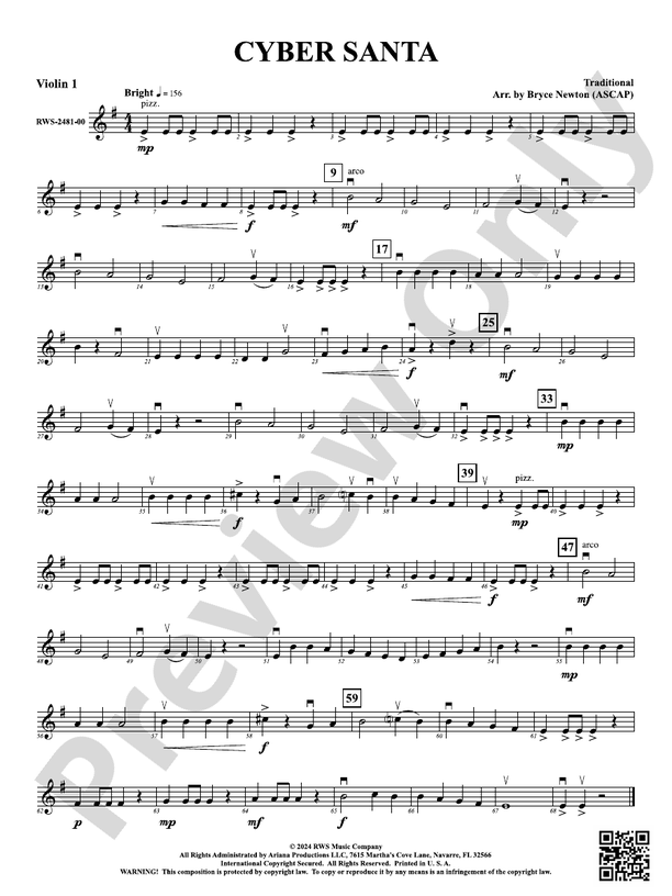 Cyber Santa: 1st Violin: 1st Violin Part: Bryce Newton - Digital Sheet ...