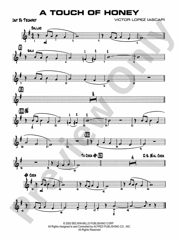 A Touch of Honey: 1st B-flat Trumpet: 1st B-flat Trumpet Part - Digital ...