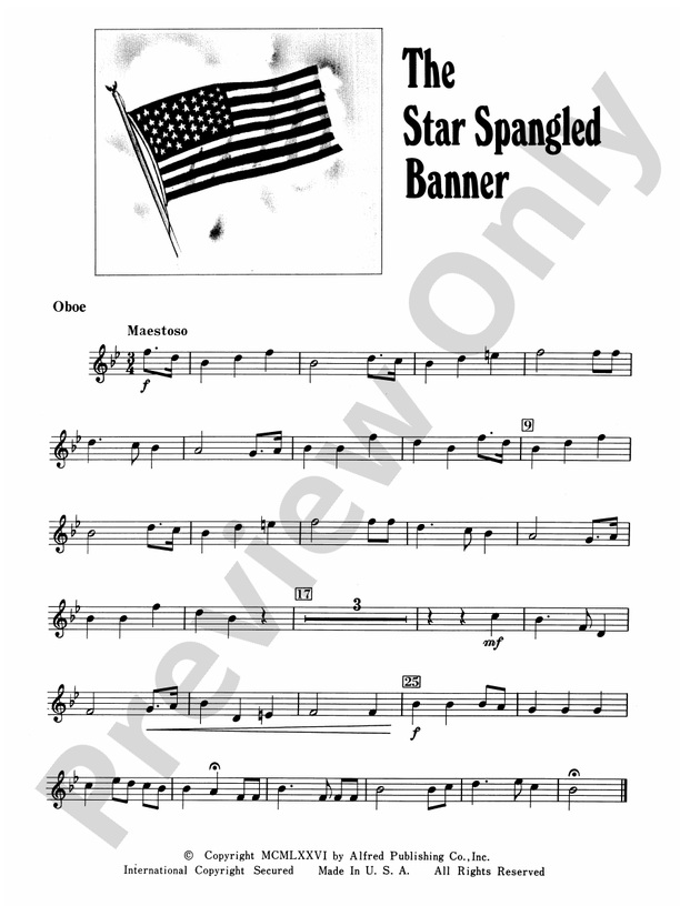The Star Spangled Banner: Oboe: Oboe Part - Digital Sheet Music Download