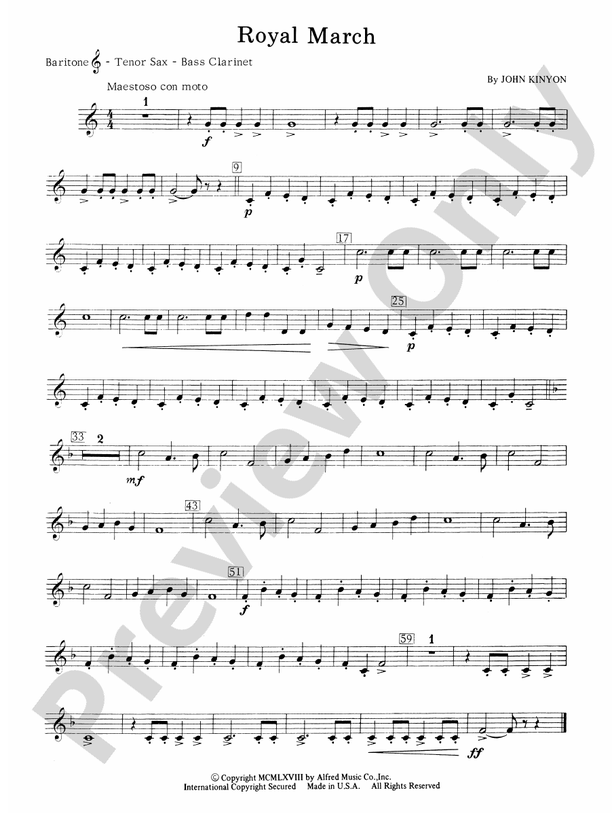 Royal March: Baritone T.C.: Baritone T.C. Part - Digital Sheet Music ...