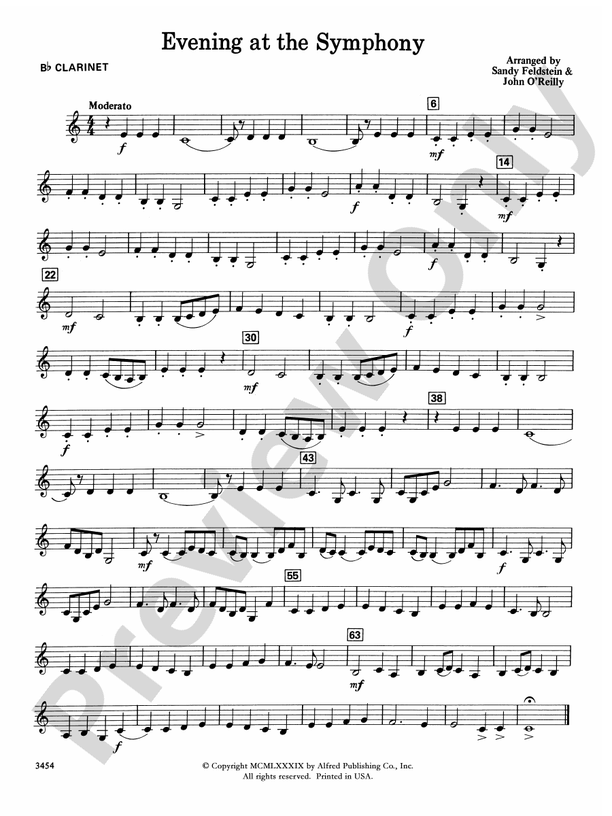 Evening at the Symphony: 1st B-flat Clarinet: 1st B-flat Clarinet Part ...