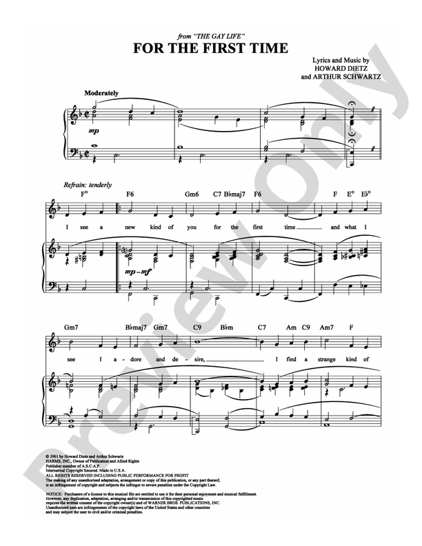 For the First Time: Piano/Vocal/Chords: Arthur Schwartz - Digital Sheet ...