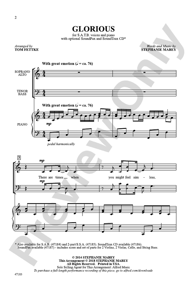 Glorious: SATB Choral Octavo: Stephanie Mabey - Digital Sheet Music ...