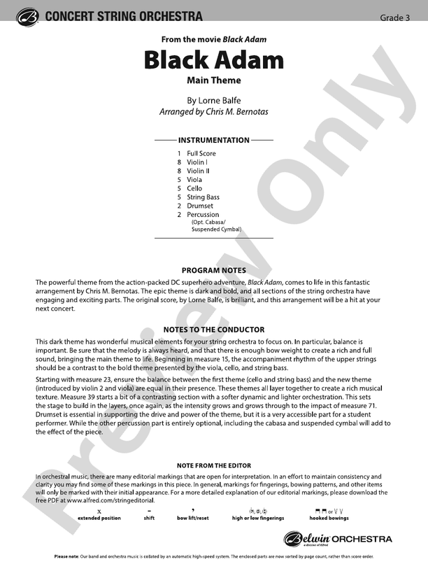 Black Adam: Score: String Orchestra Score - Digital Sheet Music Download