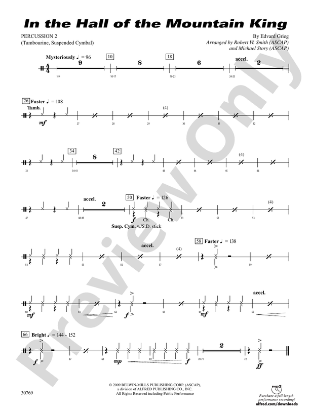 In the Hall of the Mountain King: 2nd Percussion: 2nd Percussion Part ...