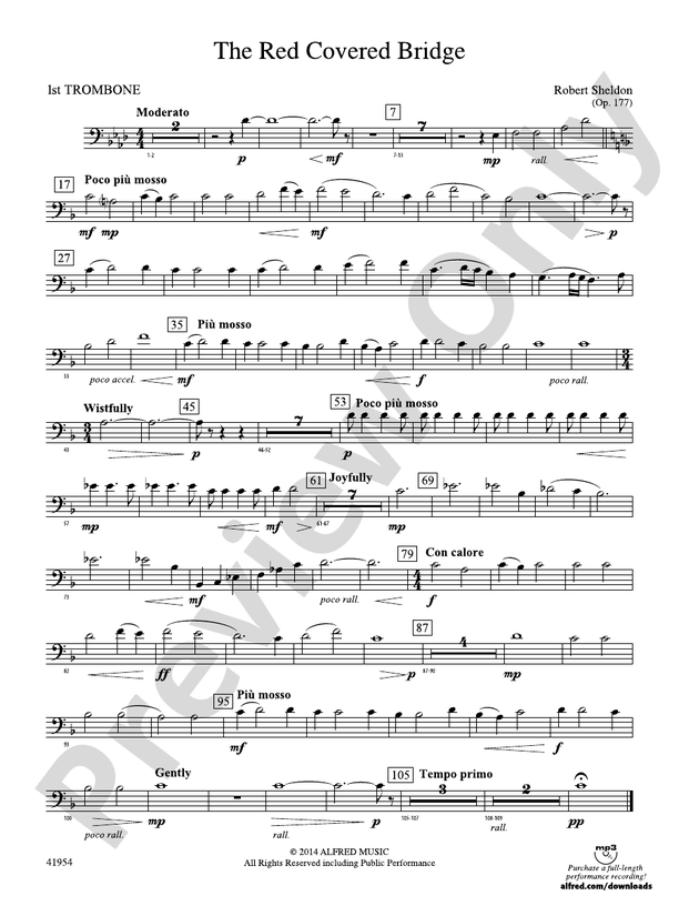 The Red Covered Bridge: 1st Trombone: 1st Trombone Part - Digital Sheet ...