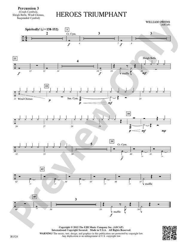 Heroes Triumphant: Percussion 3: Percussion 3 Part: William Owens - Digital Sheet Music Download