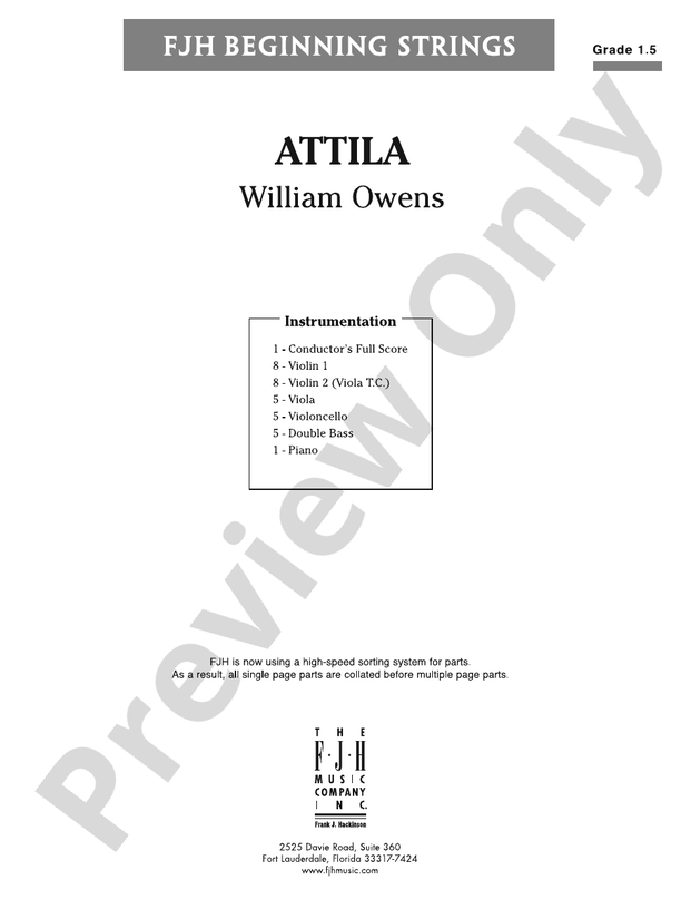Attila: Score: String Orchestra Score: William Owens - Digital Sheet ...