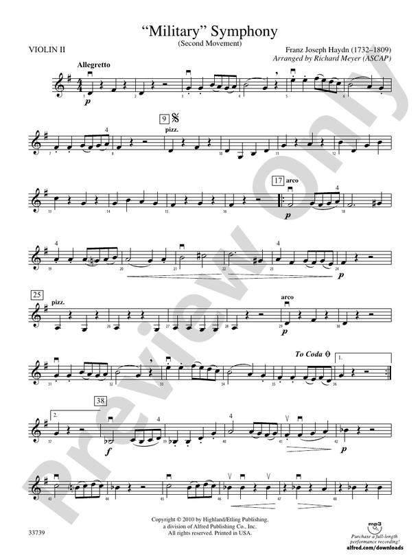"Military" Symphony: 2nd Violin: 2nd Violin Part - Digital Sheet Music Download
