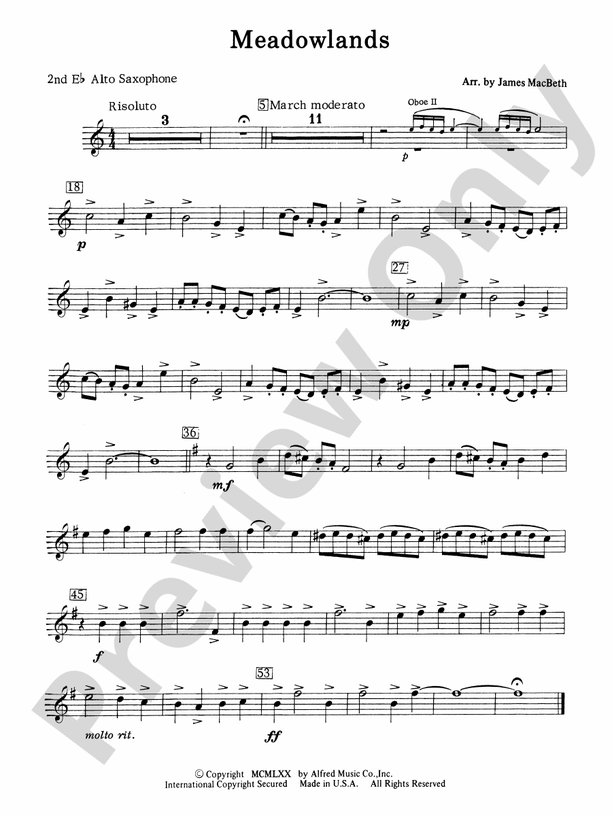 Meadowlands: 2nd E-flat Alto Saxophone: 2nd E-flat Alto Saxophone Part - Digital Sheet Music ...