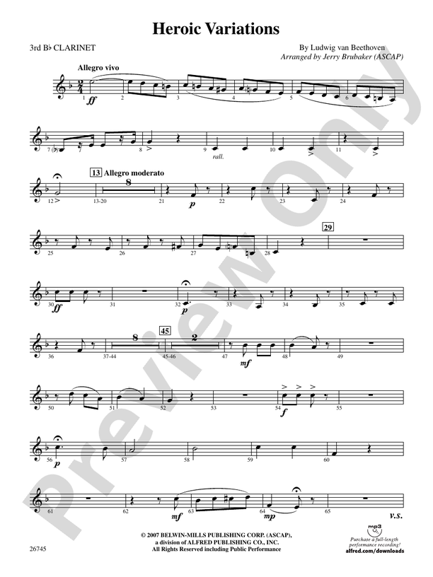 Heroic Variations: 3rd B-flat Clarinet: 3rd B-flat Clarinet Part ...