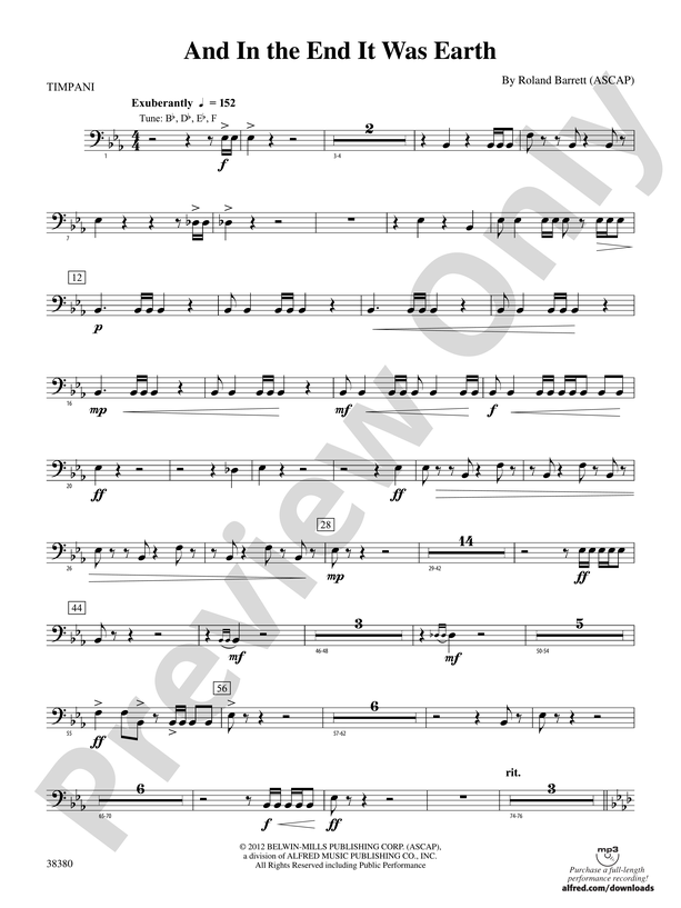 And in the End It Was Earth: Timpani: Timpani Part - Digital Sheet ...