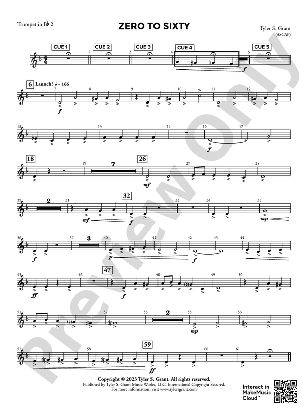 Zero to Sixty: 2nd B-flat Trumpet: 2nd B-flat Trumpet Part - Digital Sheet Music Download