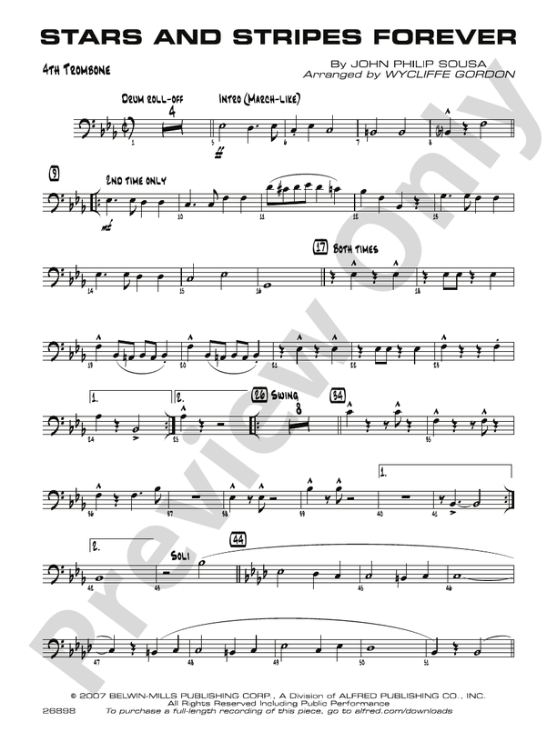 Stars and Stripes Forever: 4th Trombone: 4th Trombone Part - Digital ...
